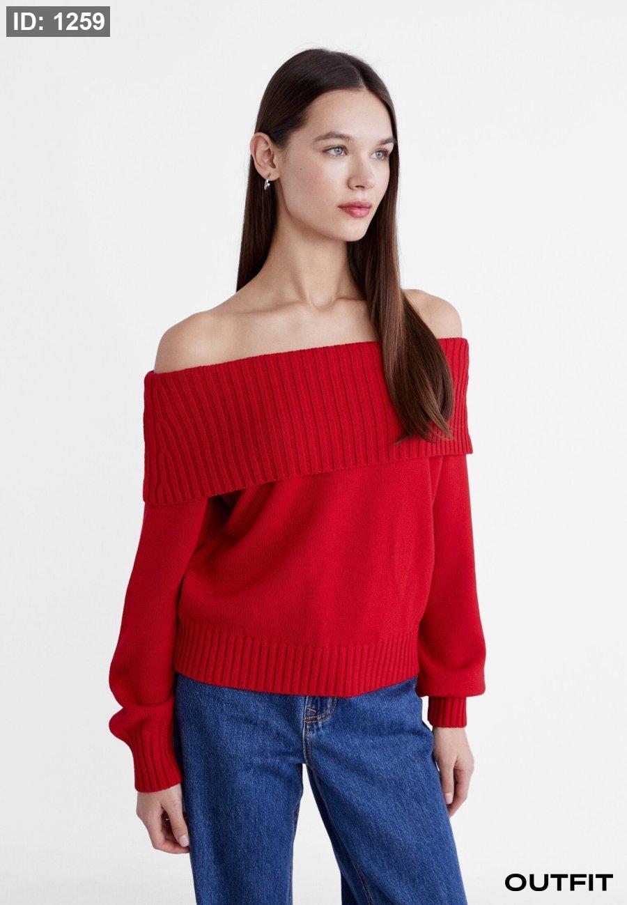 EXPOSED SHOULDER KNIT SWEATER